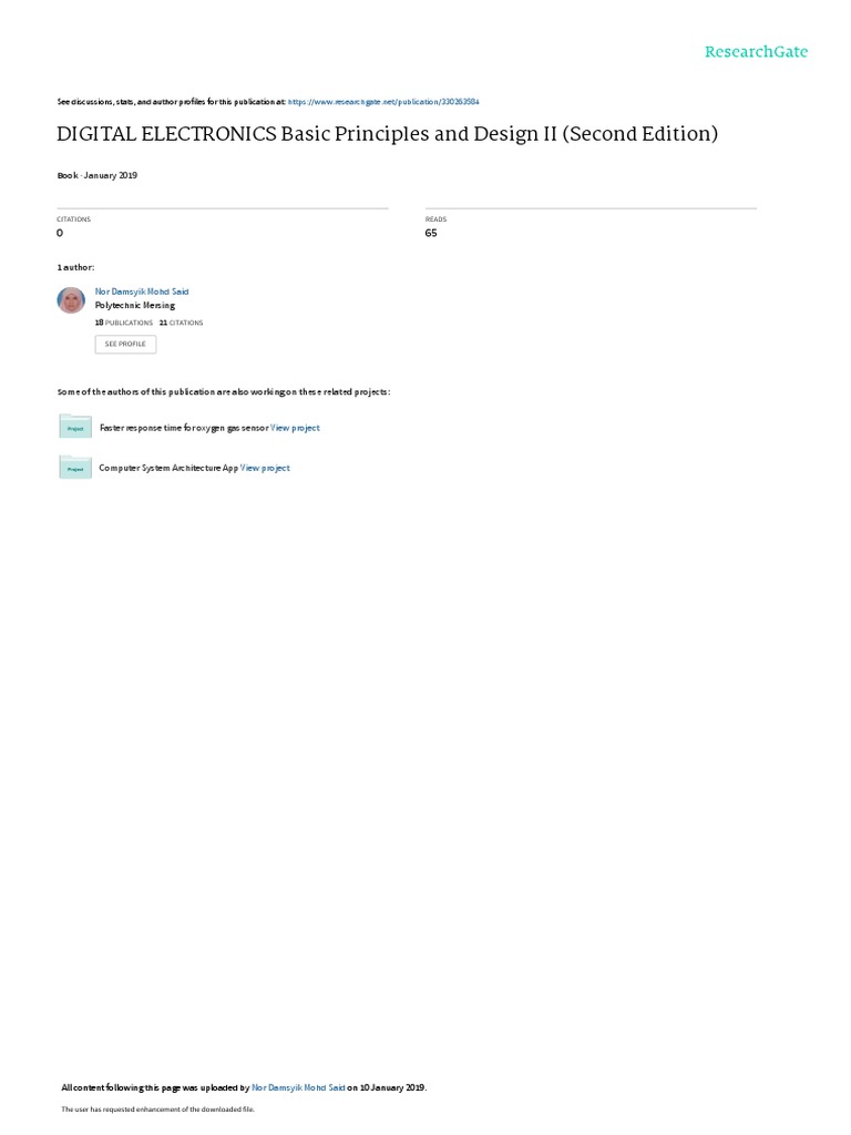DIGITAL ELECTRONICS Basic Principles and Design II (Second Edition) | PDF