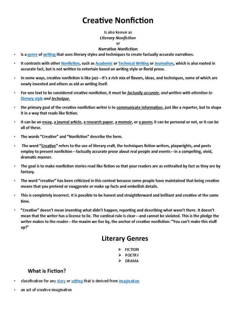 Creative Nonfiction HAND OUT | PDF | Creative Nonfiction | Narration