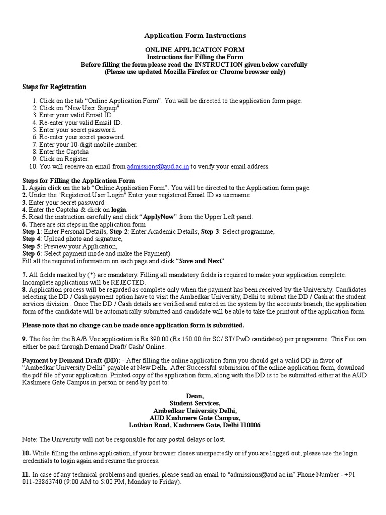 Application Form Instructions Ug Es 2019 | PDF | Password | World Wide Web