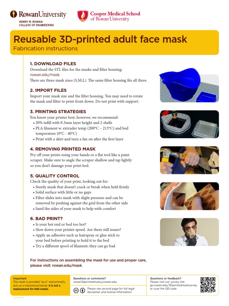 Reusable 3d-Printed Adult Face Mask: Fabrication Instructions | PDF | 3 ...