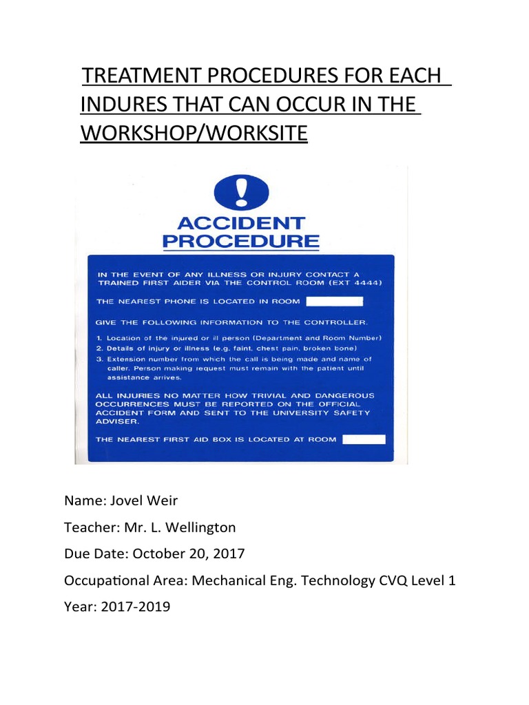 Workshop Injury Treatment Procedures | PDF | Burn | Skin