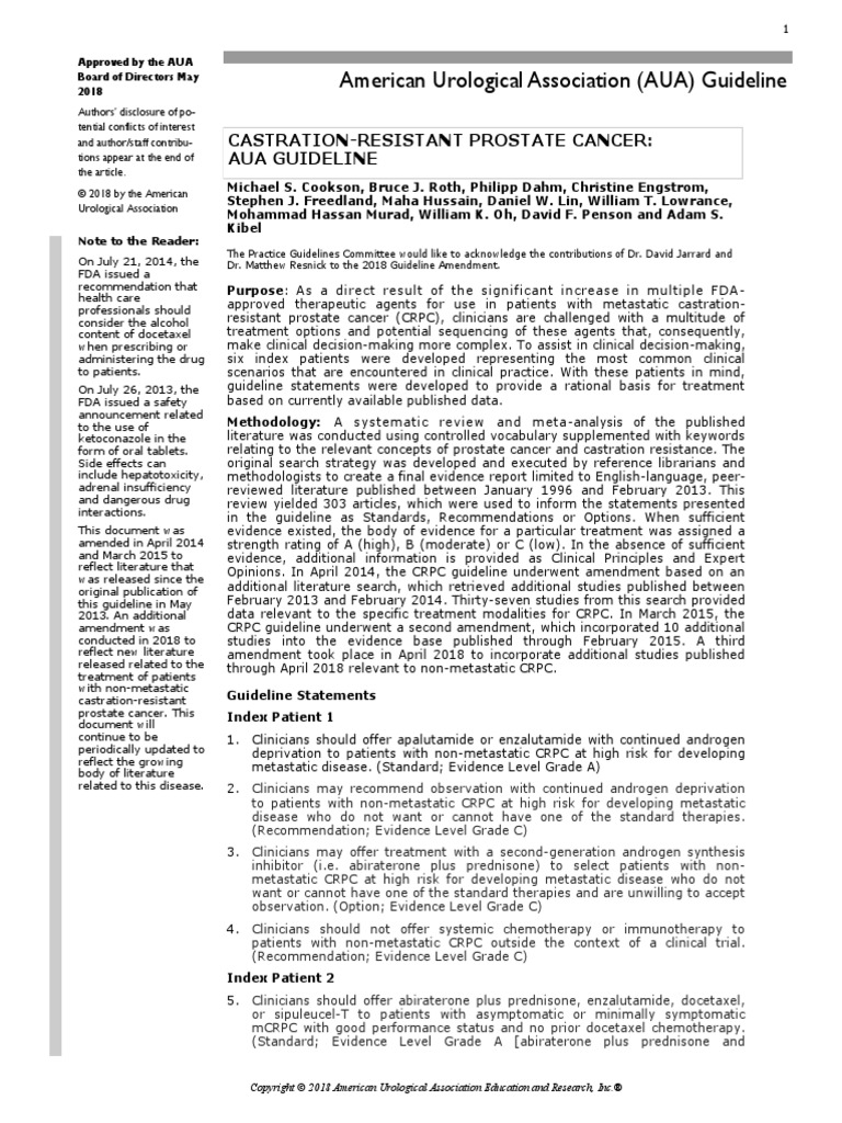 American Urological Association (AUA) Guideline | PDF | Prostate Cancer ...
