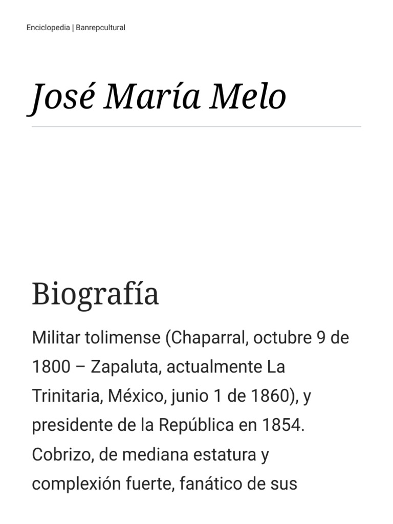 José María Melo - Enciclopedia - Banrepcultural | PDF | Colombia ...