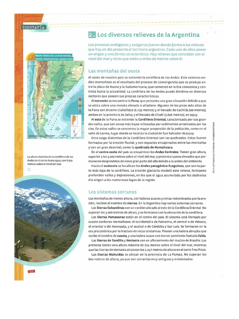 Los Diversos Relieves de La Argentina | PDF