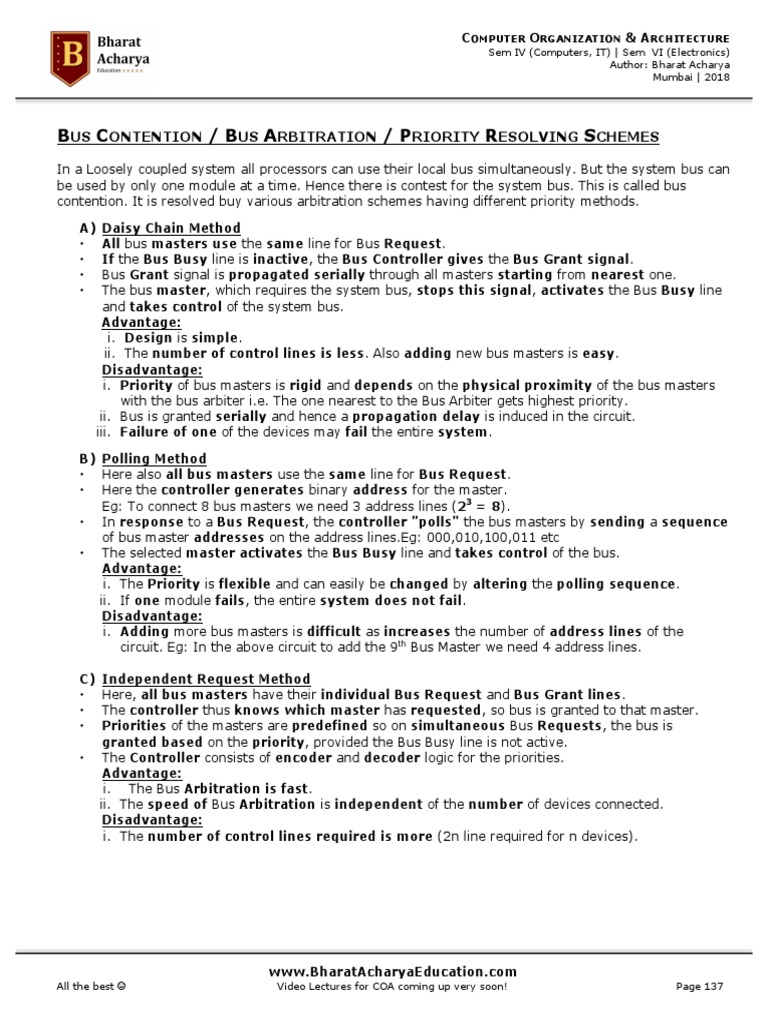 Bus Arbitration Methods Explained | PDF | Network Topology | Computer ...