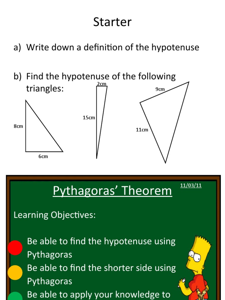 Starter: A) Write Down A Definition of The Hypotenuse B) Find The ...