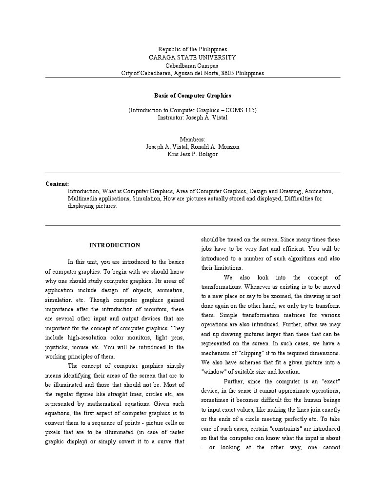 Report Format | PDF | Graphics | Computer Graphics