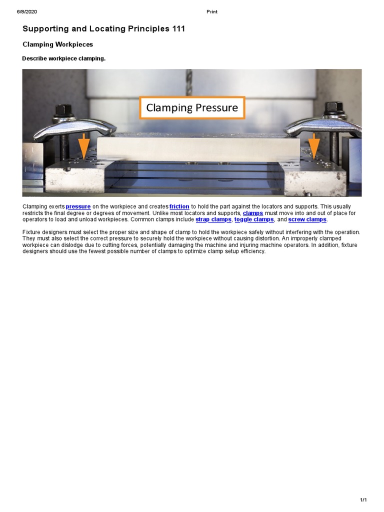 Supporting and Locating Principles 111: Clamping Workpieces | PDF