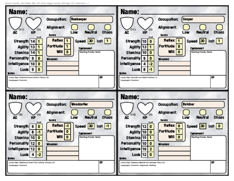 DCC Character Sheet Template | PDF | Leisure | Sports