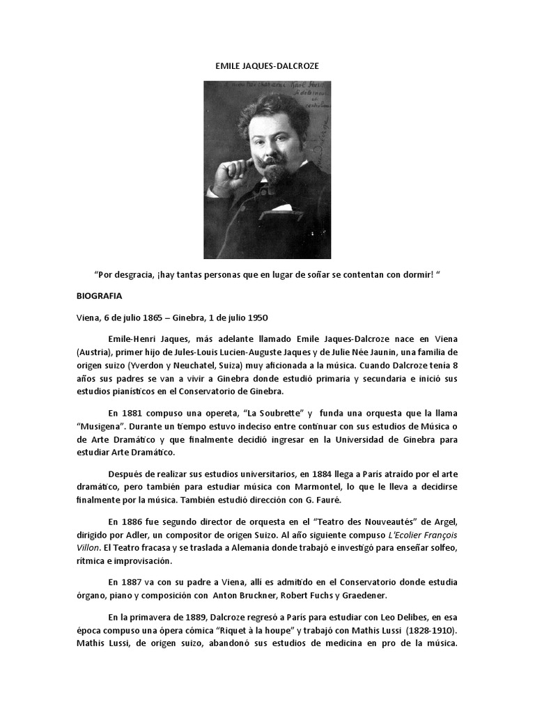 Emile Jaques Dalcroze | PDF | Ritmo | Percepción