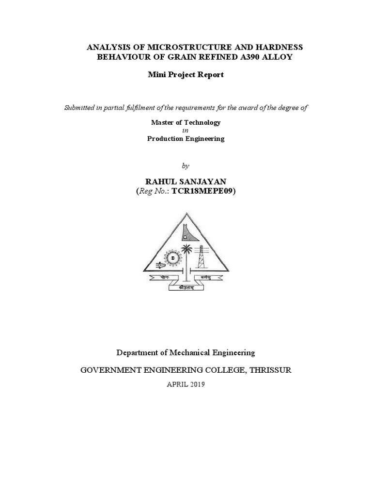 Analysis of Microstructure and Hardness Behaviour of Grain Refined A390 ...
