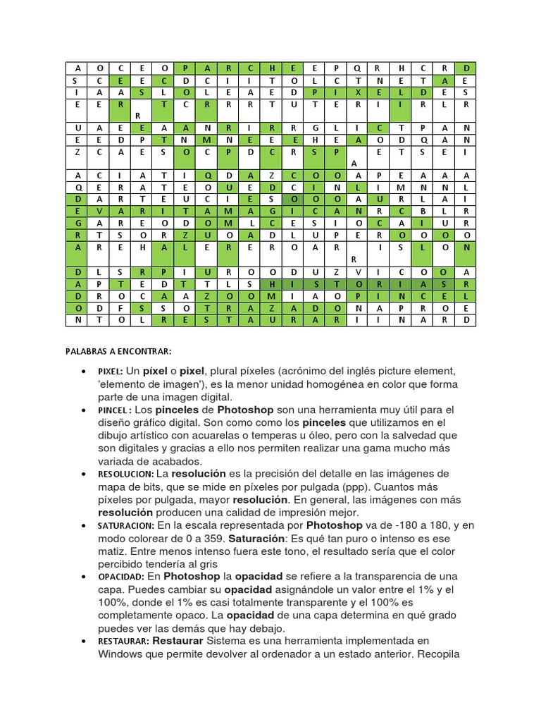 TECNOLOGÍA E INFORMÁTICA (Sopa de Letras) PDF | PDF | Píxel ...