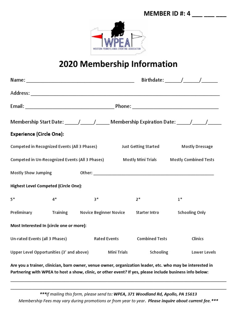 Membership Info Sheet | PDF