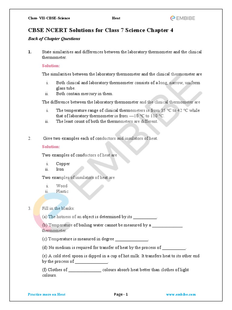 CBSE NCERT Solutions For Class 7 Science Chapter 4: Back of Chapter ...