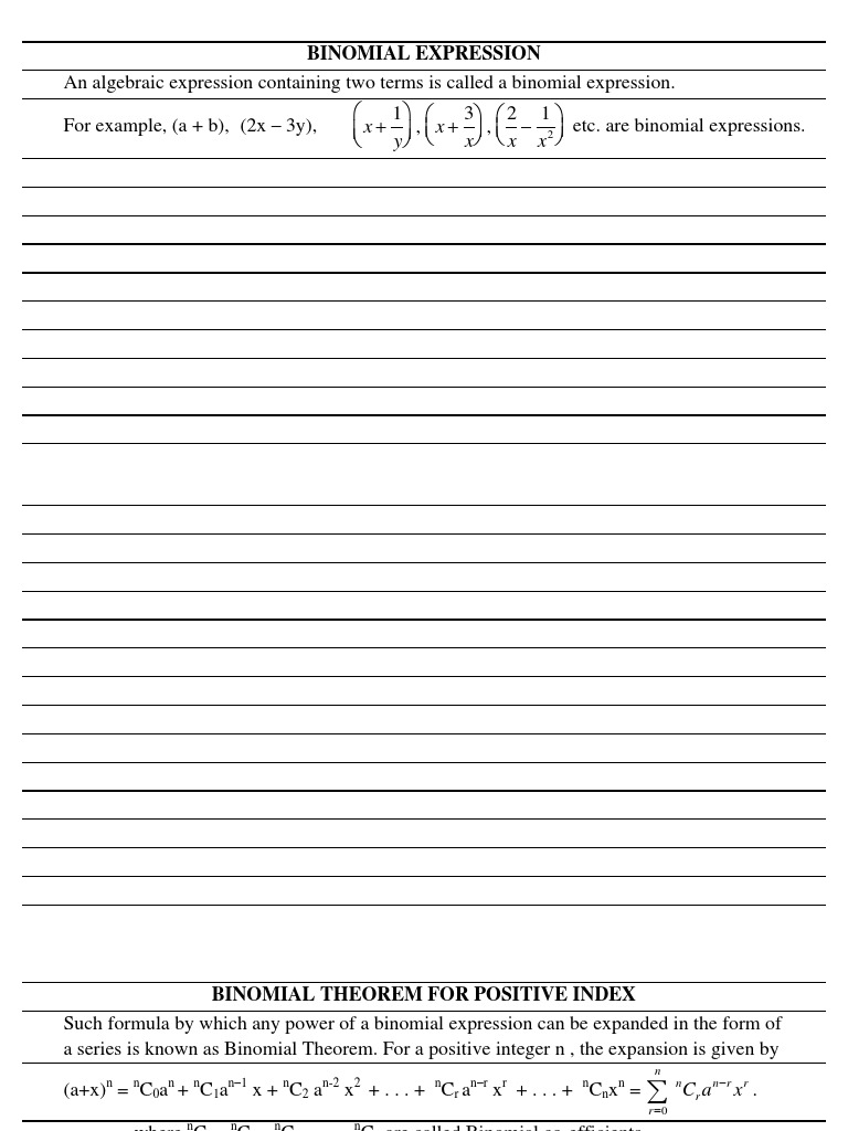 30982-Binomial Theorem PDF | PDF | Elementary Mathematics | Mathematical Objects