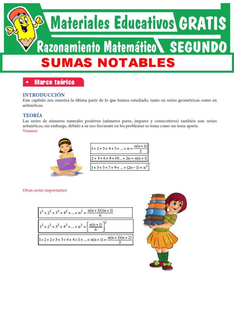 Formulas de Sumas Notables para Segundo Grado de Secundaria | PDF | Enseñanza de matemática ...