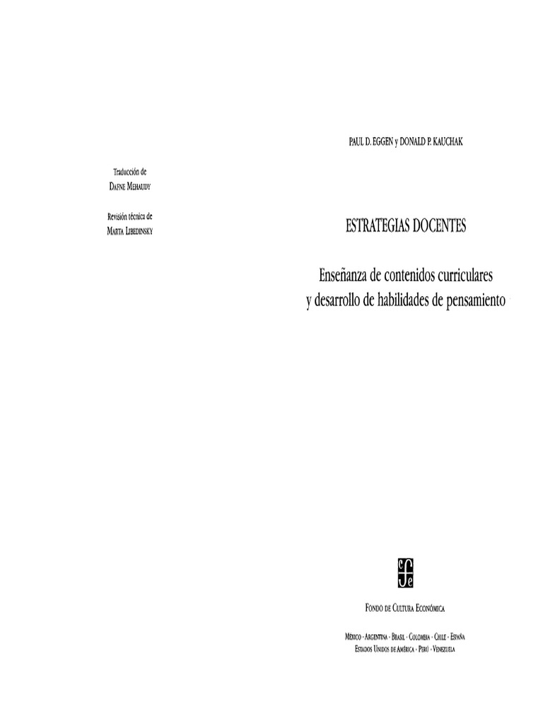 EGGEN Y KAUCHAK HABILIDADES DE ENSEÑANZA - Capitulo 2 PDF | PDF