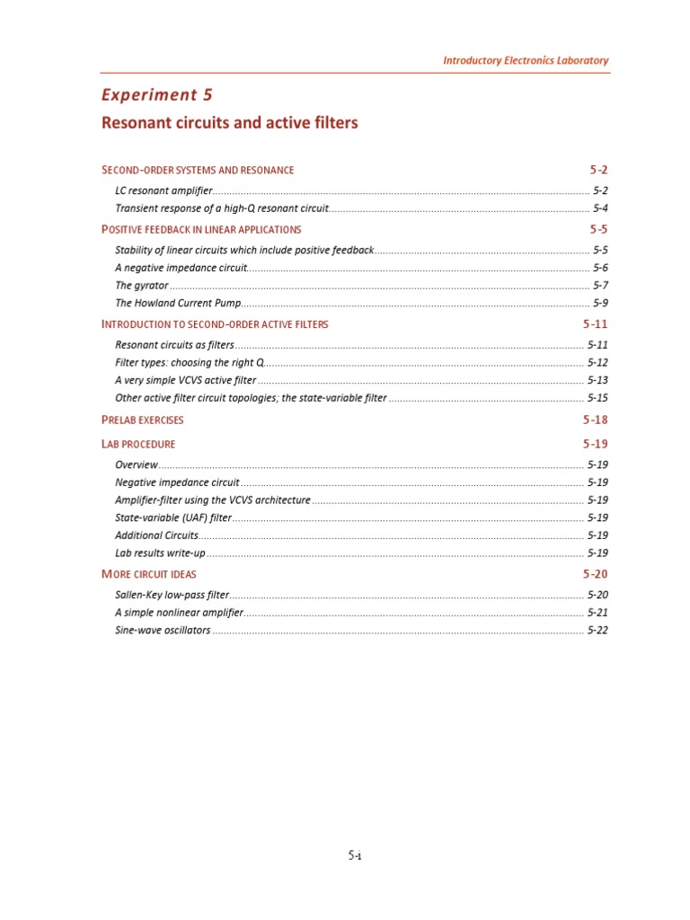 Resonant Circuits and Active Filters: Experiment 5 | PDF | Electronic ...