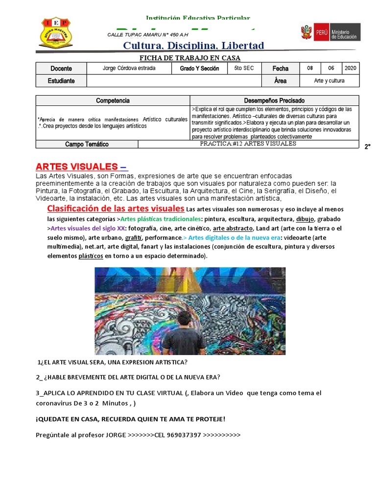 Arte Ficha de Trabajo Arte y Cultura | PDF | Escultura | Medios de arte