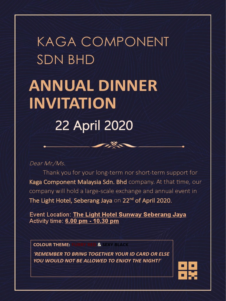 Kaga Component SDN BHD: Annual Dinner Invitation | PDF | Career ...