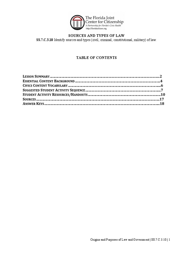 Sources and Types of Law Explained | PDF | Crime & Violence | Crime ...