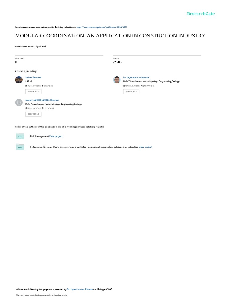 Modular Coordination An Application In Constuction Industry Download