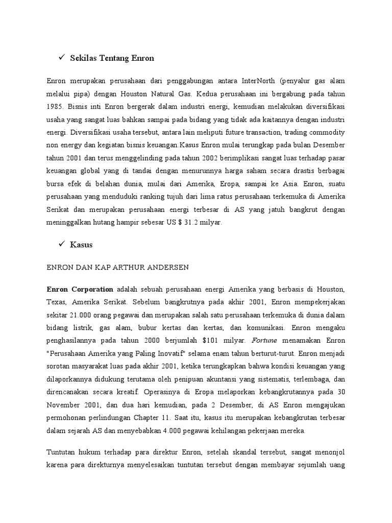 Kasus ENRON | PDF