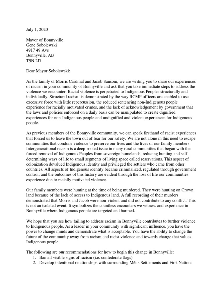 A Call To Action From The Family of Morris Cardinal and Jacob Sansom ...