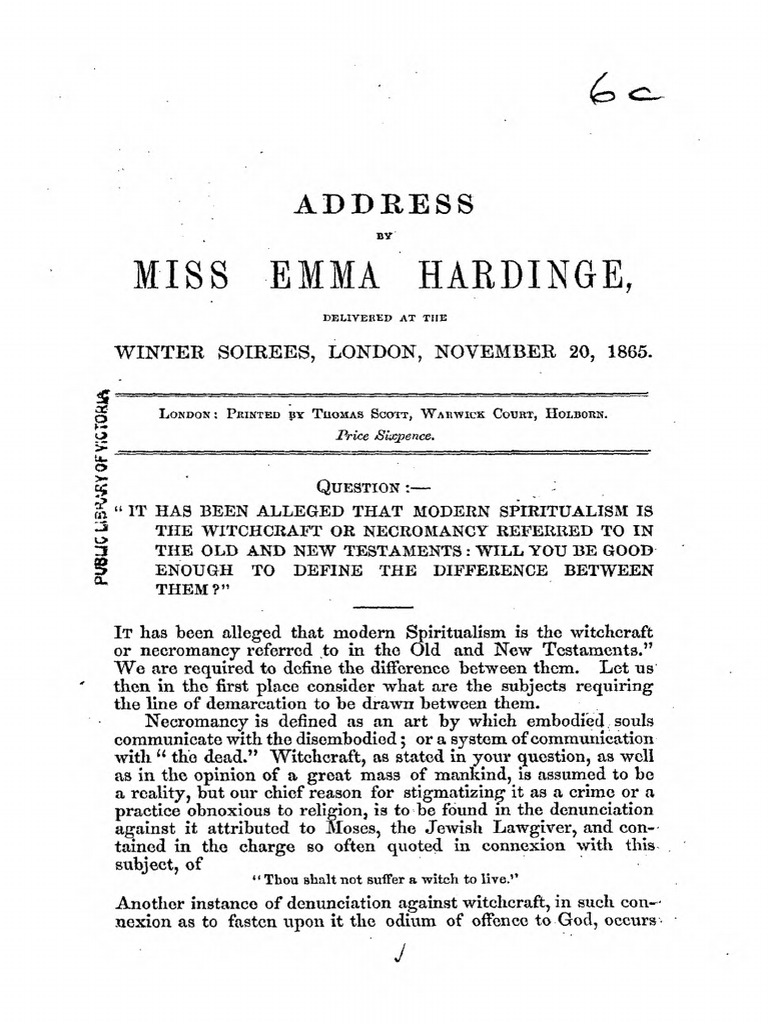 Miss Emma Hardinge - Modern Spiritualism and Witchcraft or Necromancy ...