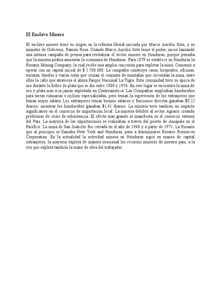 Historia del Enclave Minero en Honduras | PDF