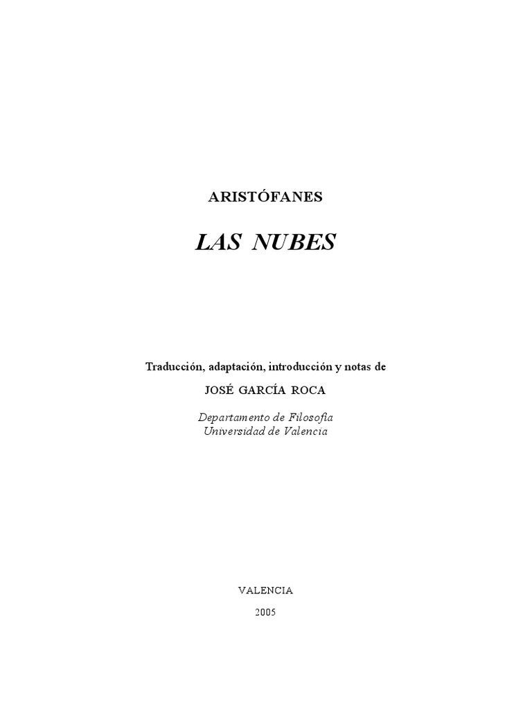Las Nubes de Aristófanes: Análisis y Contexto | PDF | Sócrates | Science