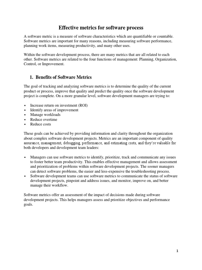 Effective Metrics for Software Process | PDF | Graphical User ...