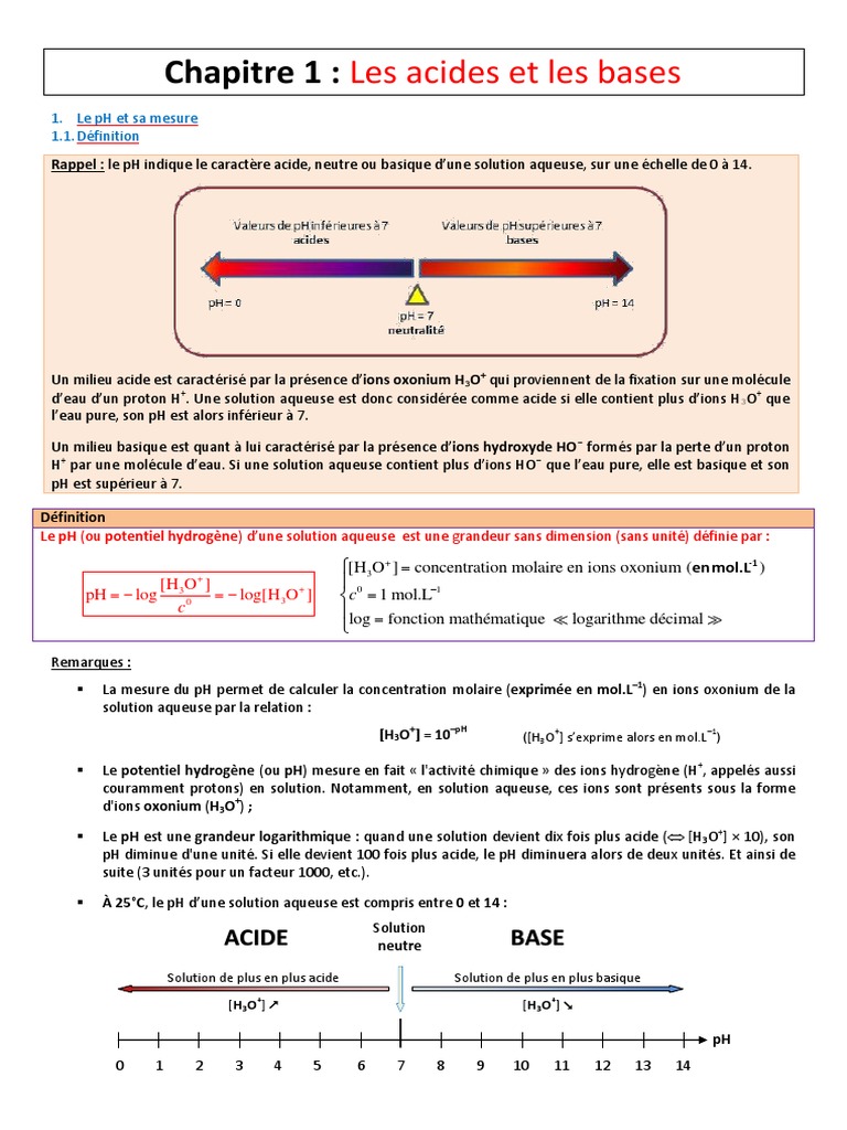 Chapitre - 1 Acide Et Base PDF | PDF | Ph | Solution tampon