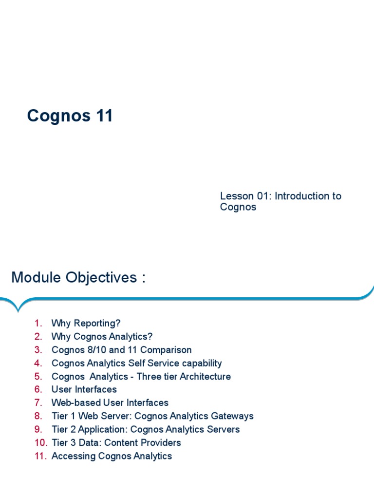 Lesson 1 Introduction To Cognos | PDF | Databases | Web Application
