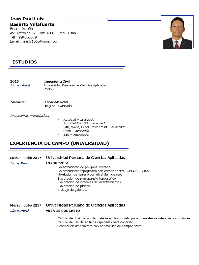Curriculum Vitae | PDF | Lima | Perú