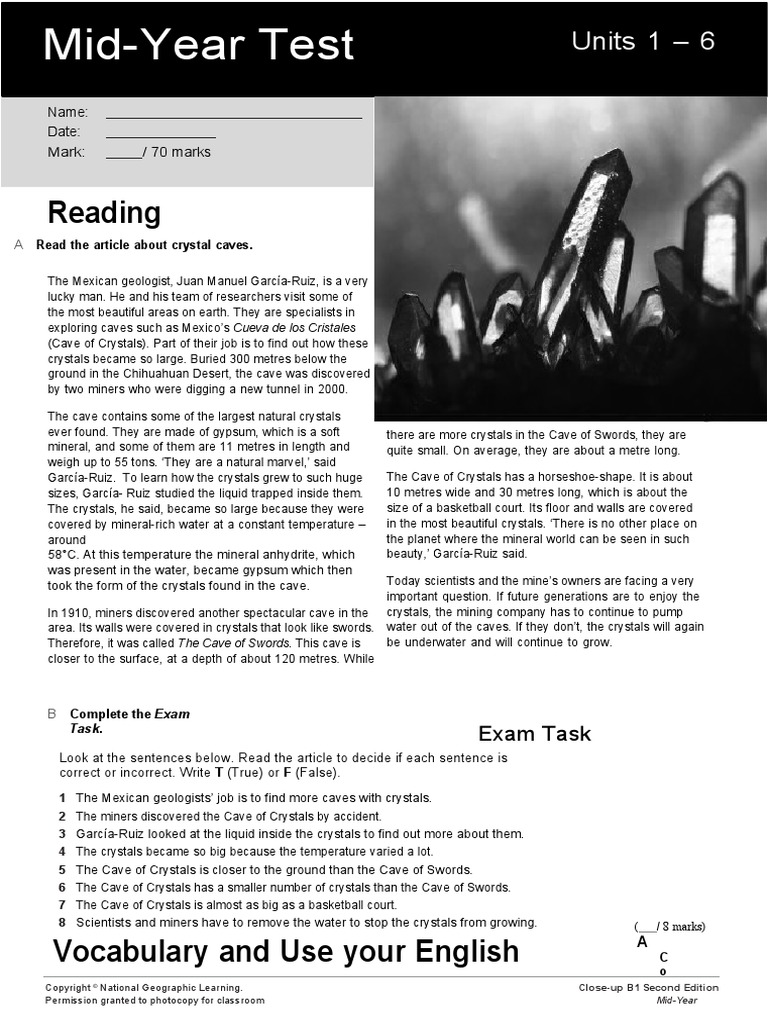 B1 Editable Mid-Year Test | PDF