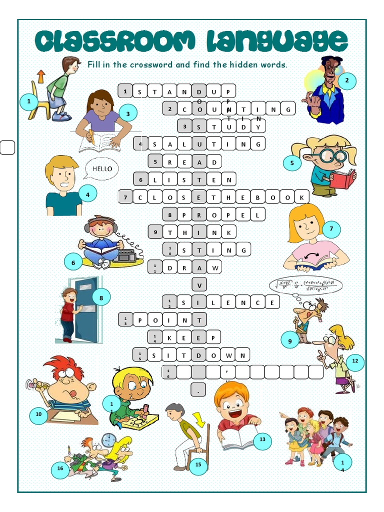 Classroom Hidden Words Crossword | PDF | Word Puzzles | Puzzles