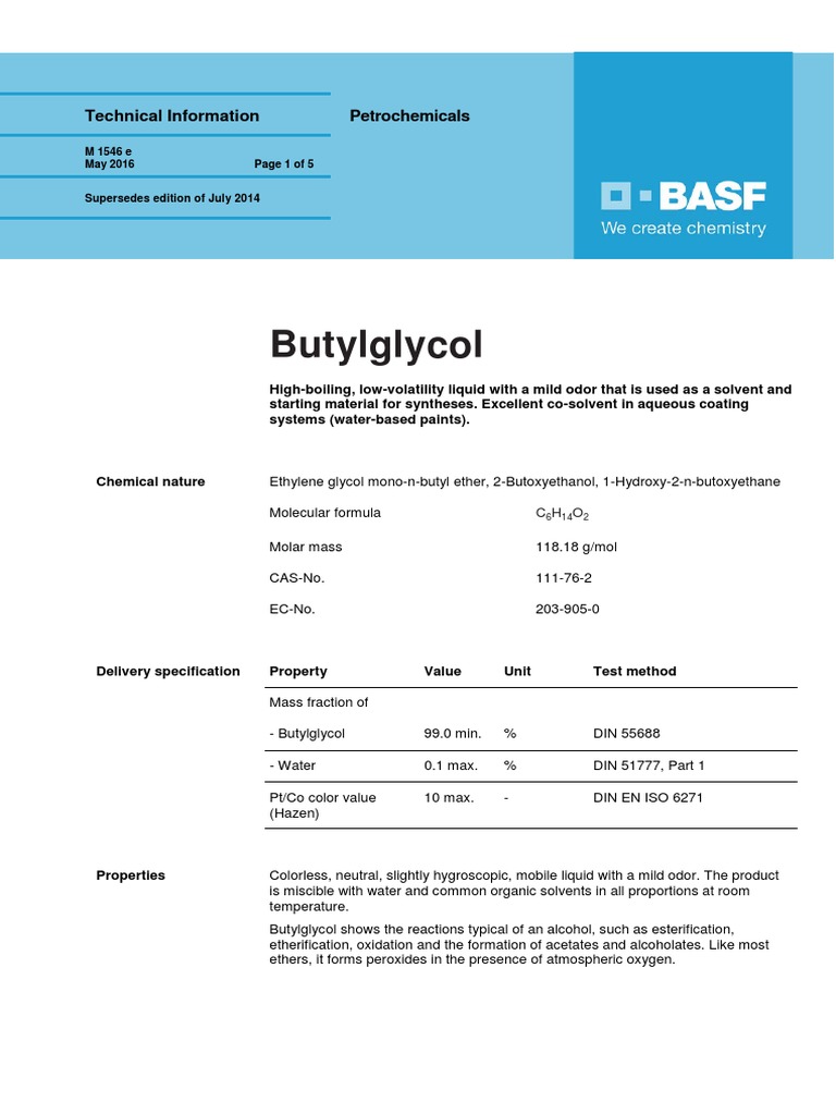HT - Butylglycol | PDF | Paint | Solvent