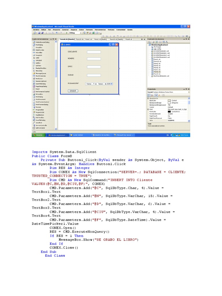 SQL Client Data Insertion Form | PDF | Teaching Methods & Materials | Computers