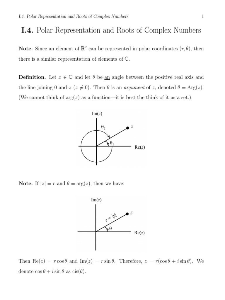 Polar Form and Roots of Complex Numbers | PDF | Teaching Methods ...