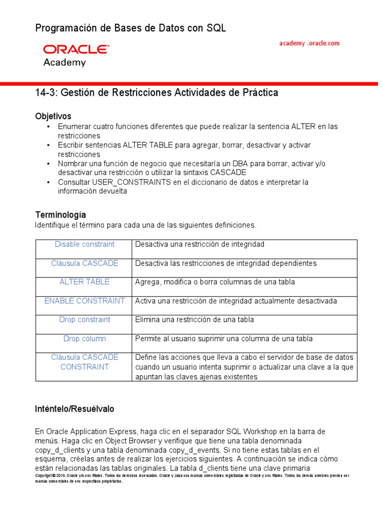 DP 14 3 Practice Esp | PDF | SQL | Modelado científico