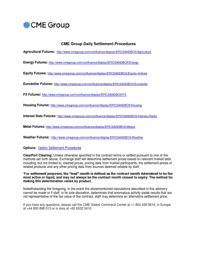 CME Group Daily Settlement Guide | PDF