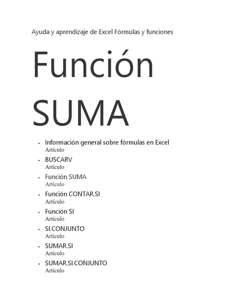 Guía Completa de la Función SUMA en Excel | PDF | Microsoft Excel ...