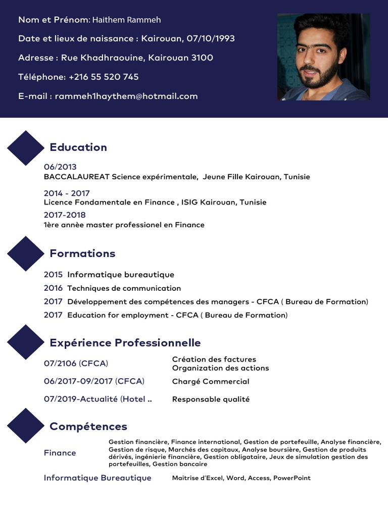 CV de Haithem Rammeh - Finance et Qualité | PDF
