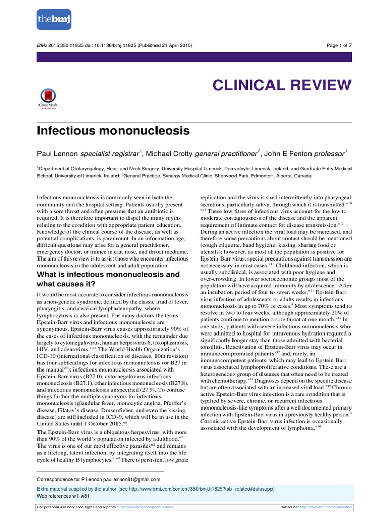 Infectious Mononucleosis | PDF | Infection | Health Sciences