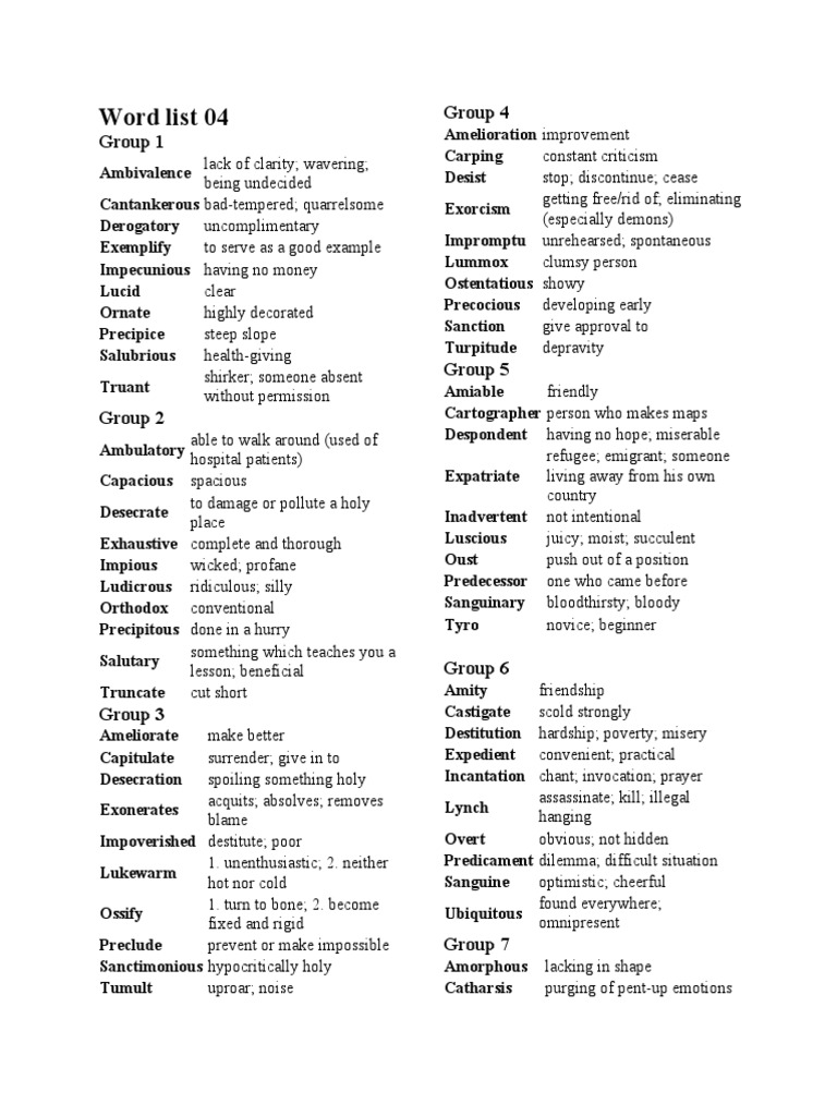 SAT Word Lists | PDF