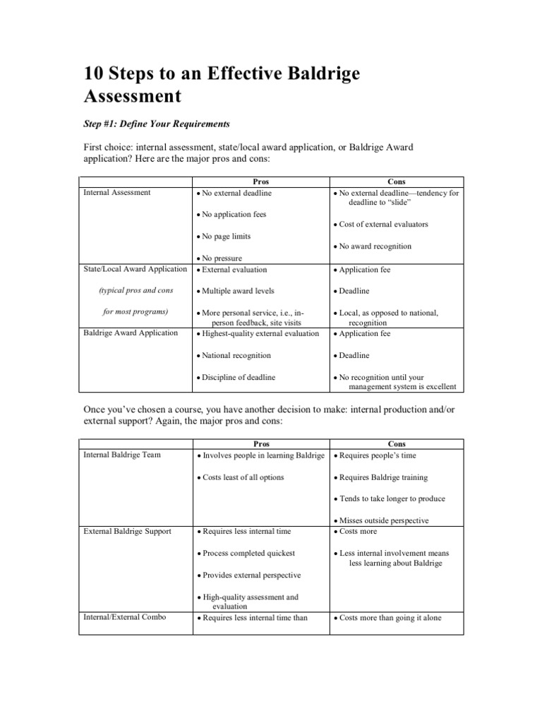 10 Steps To An Effective Baldrige Assessment | PDF | Question | Interview