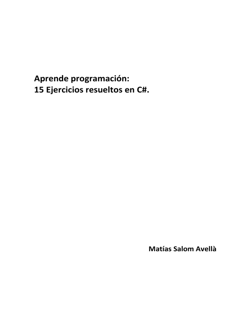 Aprende Programacion 15 Ejercicios Resue PDF | PDF