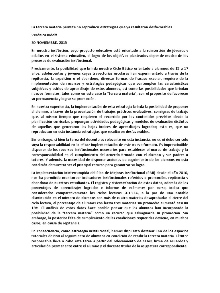 Estrategias para la Tercera Materia 2025 | PDF | Evaluación | Maestros