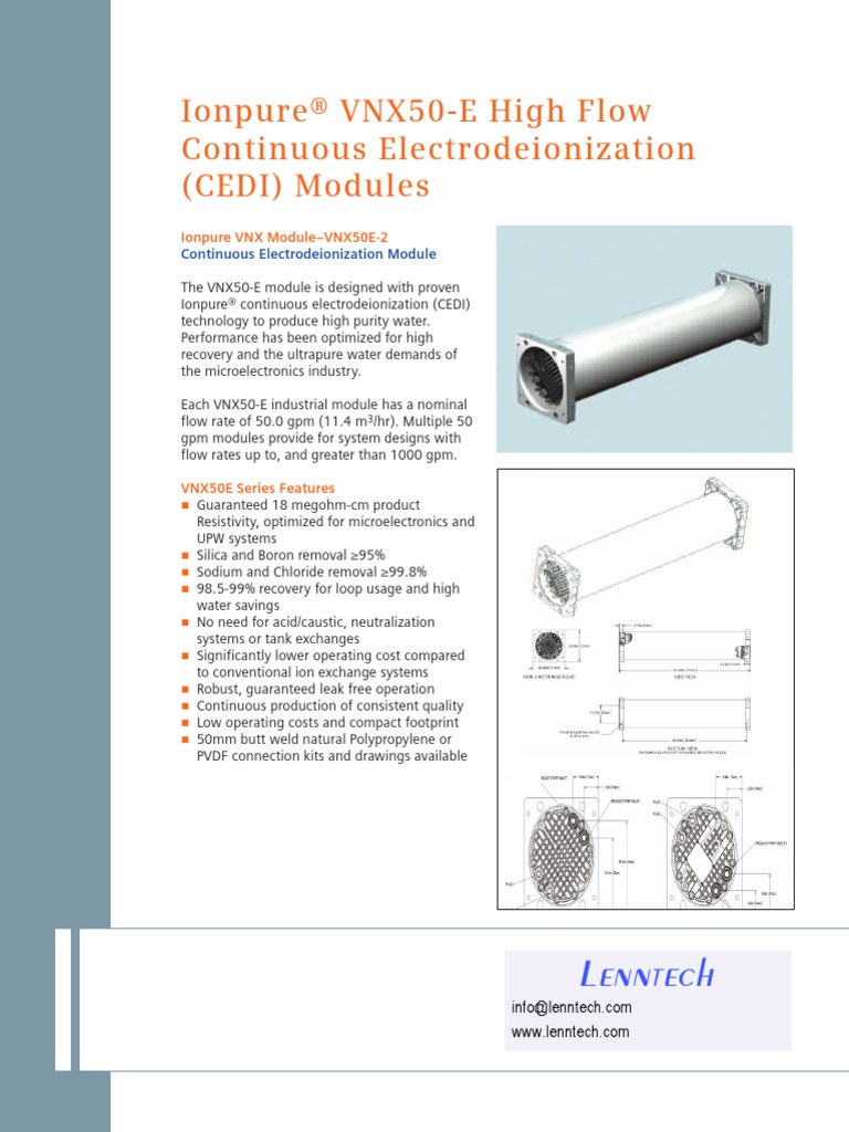 Enntech: Ionpure® VNX50-E High Flow Continuous Electrodeionization ...